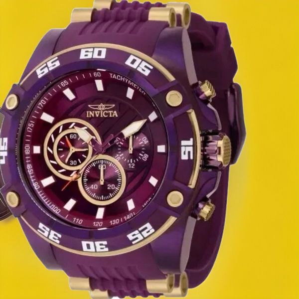 New Invicta Men's 52mm VIPER Chronograph Purple Gold Tone Stainless ...
