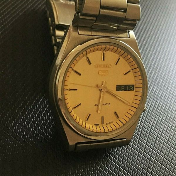VINTAGE 7S26 SEIKO 5 AUTOMATIC, YELLOW FACE 21 JEWELS, MENS WATCH ...