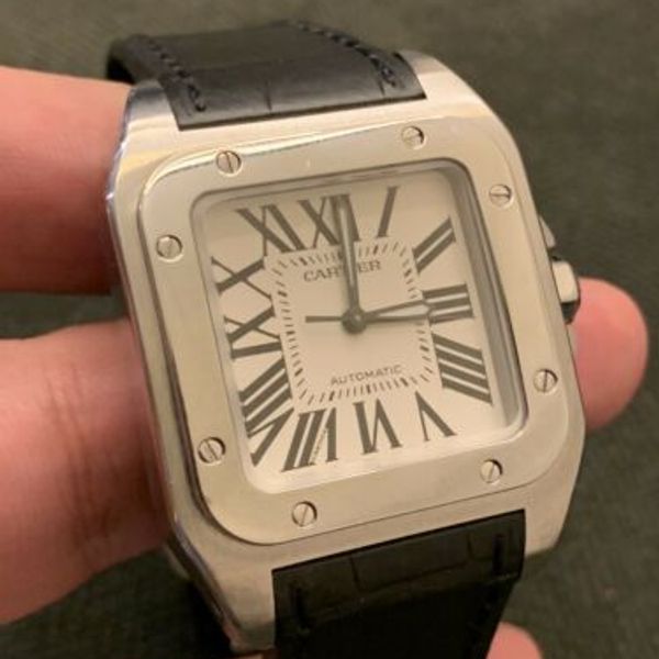 Cartier Santos 100 Mid Size Automatic Silver Dial Steel W20106X8 ...