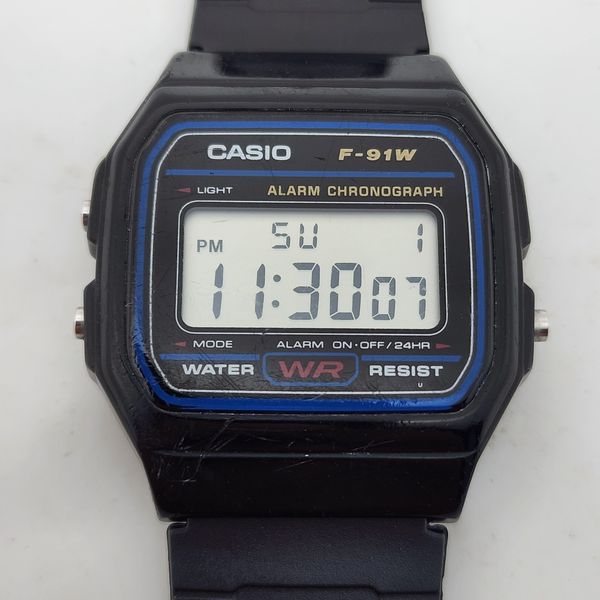 Vintage Casio F-91W (593) QUARTZ Digital Men's Watch ALARM CHRONO WR ...