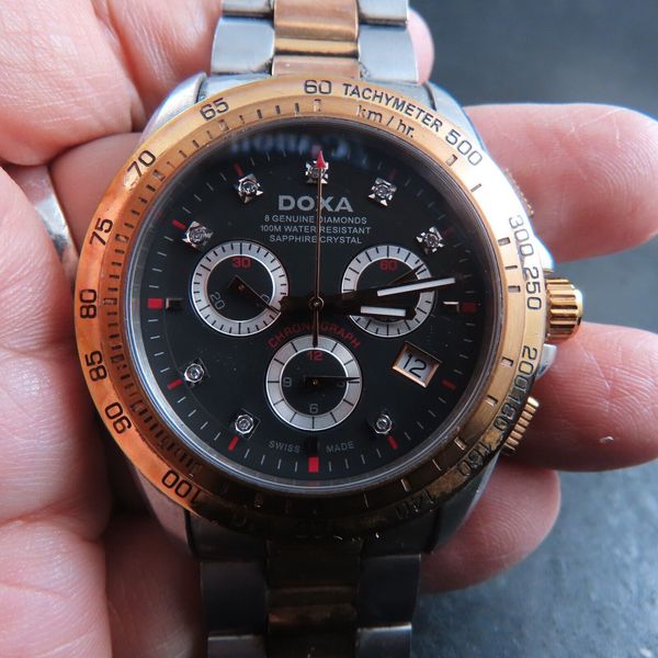 Swiss Made DOXA 8 Genuine Diamond Chronograph Quartz Men Watch ...