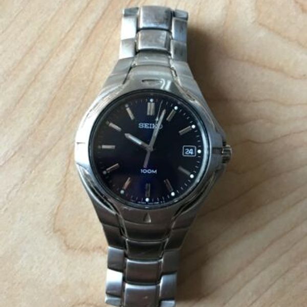 Seiko 7n42-7000 Stainless Steel Band Automatic Men's Blue Watch ...
