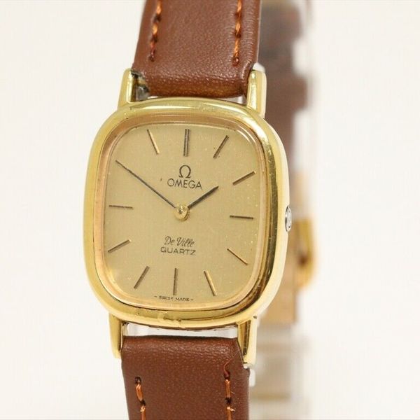 OMEGA DEVILLE 1350 Quartz Watch Push Crown 18K Gold Plated [6305 ...