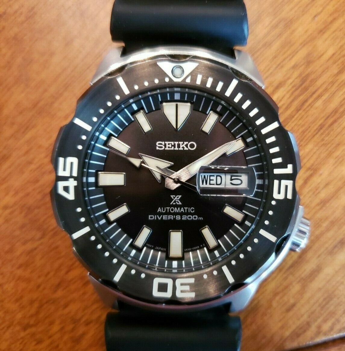 SEIKO SRPD27 Prospex Automatic Gen4 MONSTER Black Diver's 200M 4R35 ...