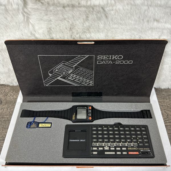 Vintage SEIKO DATA 2000 Watch / Computer Black Aluminum Box Instruction ...
