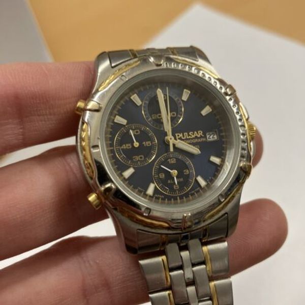 Seiko Pulsar Men's Chronograph 50m Watch Y182-7B40 | WatchCharts Marketplace