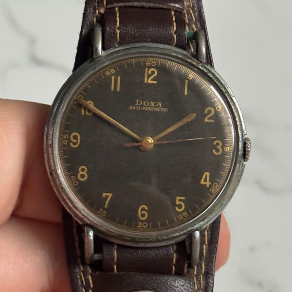 Doxa Swiss WW2 Military Menâ s Watch Large 1940s Mechanical Original ...