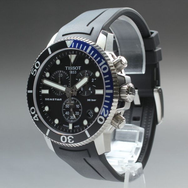 [Near MINT] TISSOT Seastar 1000 T120417A Chronograph Black Qz 45mm Mens ...