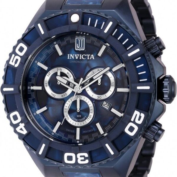 New Invicta Jason Taylor 60mm Swiss Quartz Chronograph Blue Resin Dial ...