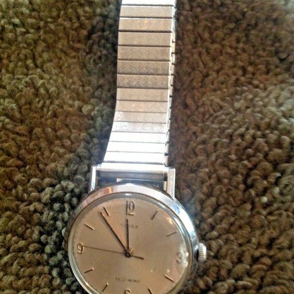 Vintage TIMEX Self Wind Chr Plated Bezel Waterproof Shock Resistant ...