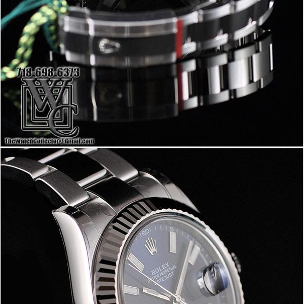 Rolex datejust ii 116334 41mm steel and 18k white gold bezel blue brand ...