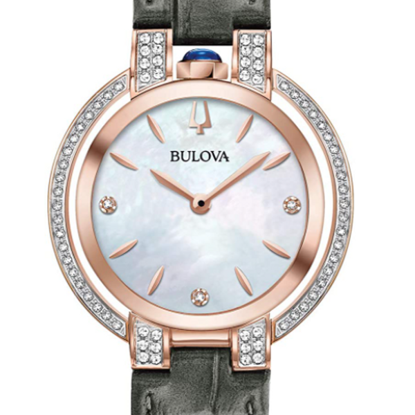 Bulova Women's 98R268 White Mother Of Pearl Domed sapphire crystal ...