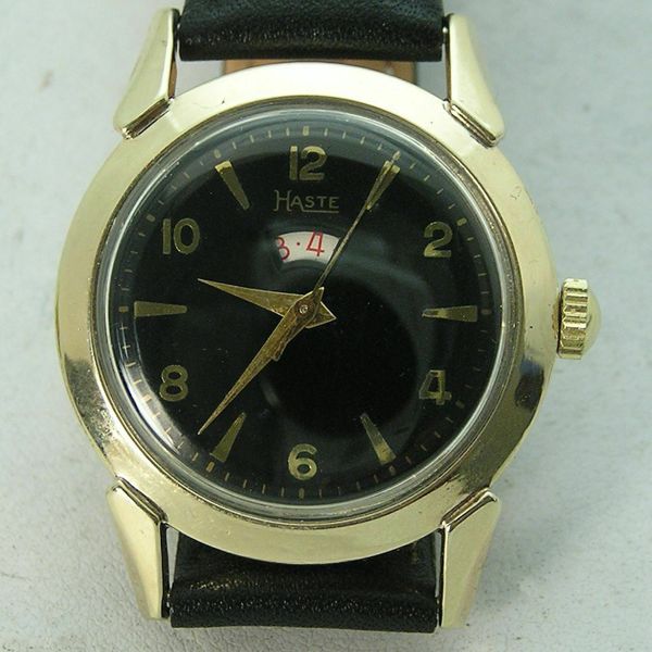 Haste Ball Indimatic Men's Power Reserve Watch 10K G/F Black Dial Wind ...