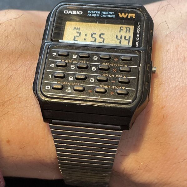 Casio Calculator Watch 35mm Black 437 CA-53W Chronograph Vintage Late ...