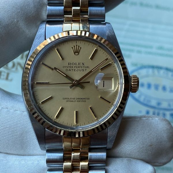 FS: DateJust Gold / Steel Gold Dial 16013 with Paper | WatchCharts ...