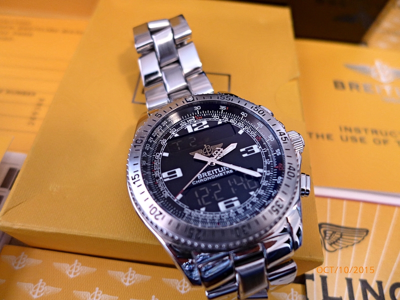 Breitling B-1 SuperQuartz, Black Dial, COMPLETE and GORGEOUS ...