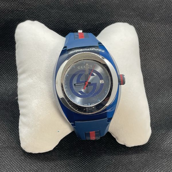 Gucci Sync 137.1 Quartz Men's Watch Blue Dial Analog Rubber Band Pre ...