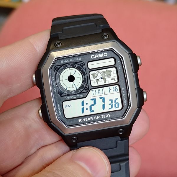 Casio Royale AE1200 digital watch mod - matte black steel with FKM ...