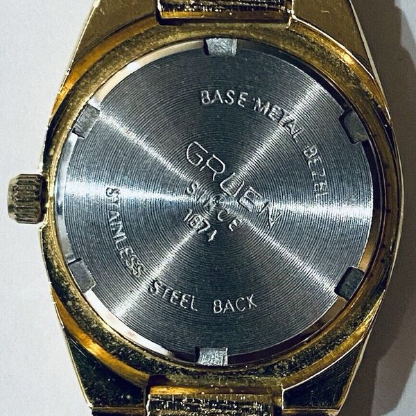 GRUEN DIAMOND PRECISION QUARTZ LADIES GOLD NUGGET FINISH WRISTWATCH-7â ...