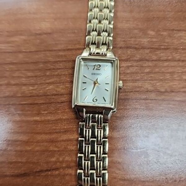 Vintage Seiko Watch Women Gold Tone Gold Face Rectangle Classy ...