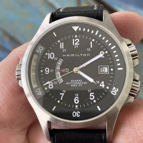 HAMILTON Khaki Navy GMT Automatic Men's Watch Ref.H776152 | WatchCharts ...