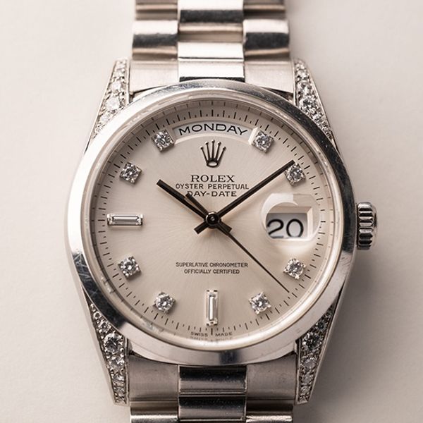 FS: 1998 Rolex 18296 Platinum Diamond Set Day-Date | WatchCharts ...