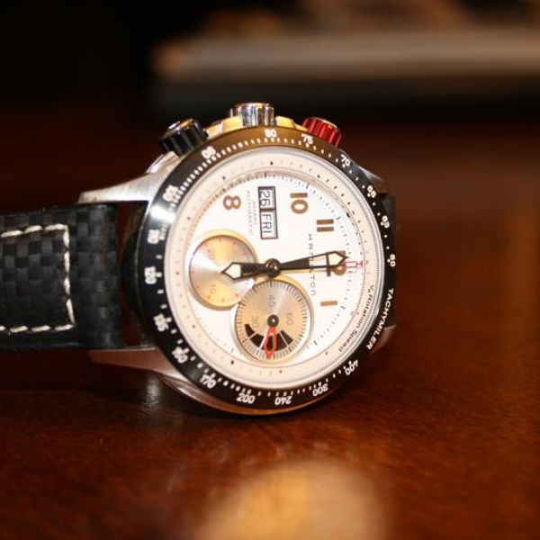 SOLD: Hamilton Khaki Tachymiler with White Dial | WatchCharts Marketplace