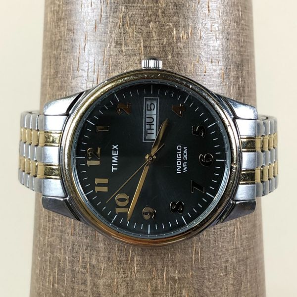 Timex Indiglo Women T26481 Dress Day Date Two Tone Expansion Quartz ...