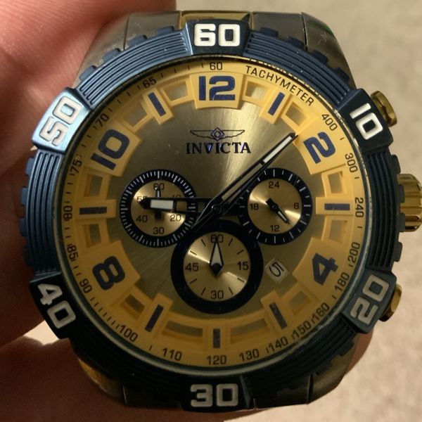 Invicta Men's 25077 Pro Diver Quartz Chronograph 40mm Gold Dial Wrist ...