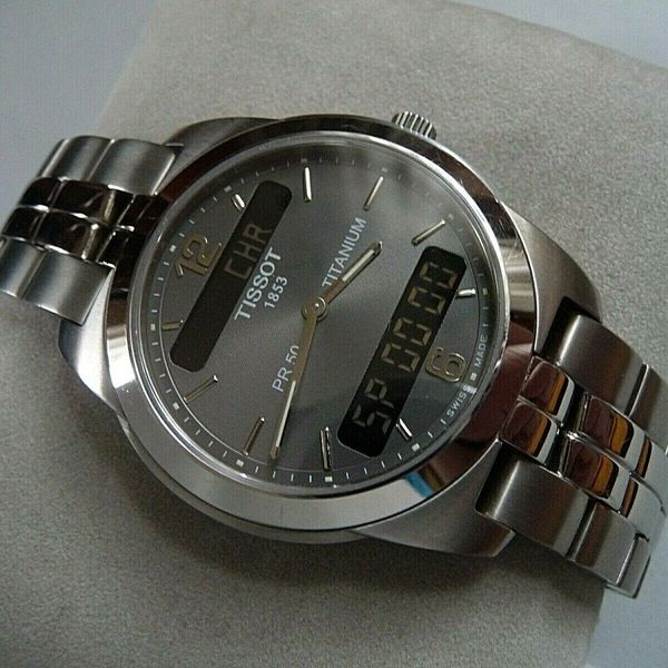 Men's Tissot PR50 Titanium Aerospace watch Digital Analog Chronograph ...