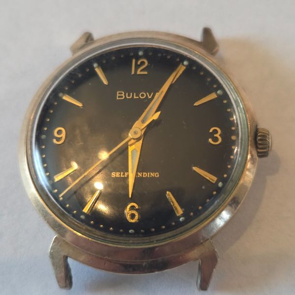 Vintage 1962 Bulova Jet Clipper Black Dial 10KRGP Bezel Self-Winding ...