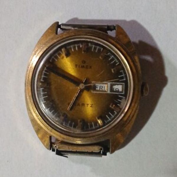 Vintage Timex Watch Quartz Yellow Dial Day No Band | WatchCharts ...