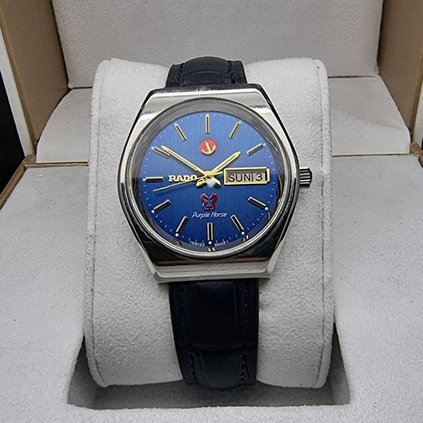 Vintage Rado Purple Horse Blue Dial Automatic Day/Date Watch ...
