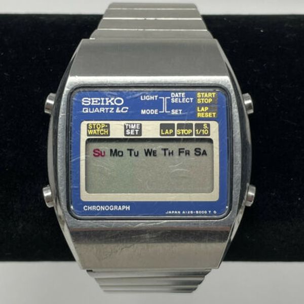 Vintage SEIKO A128-5009 CHRONOGRAPH DIGITAL WATCH All Stainless Steel ...