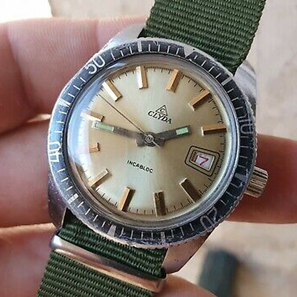 * beautiful * old watch clyda diving mechanical rare french diver watch ...