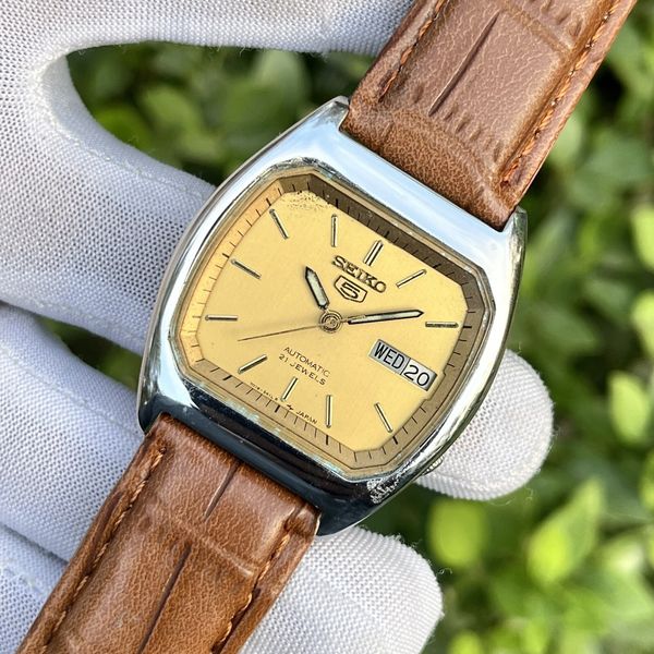 Vintage Seiko 5 Automatic Desert Gold Dial Japan Made Menâ s Watch Cal ...