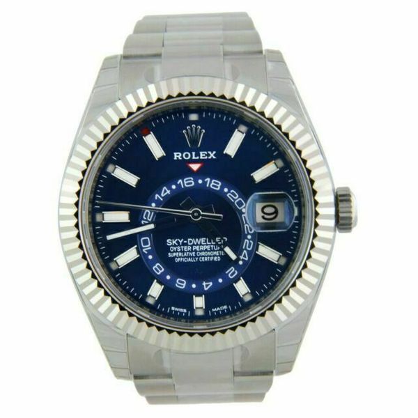 Rolex Sky-Dweller Blue Men's Black Hour Marker Watch - 326934 ...