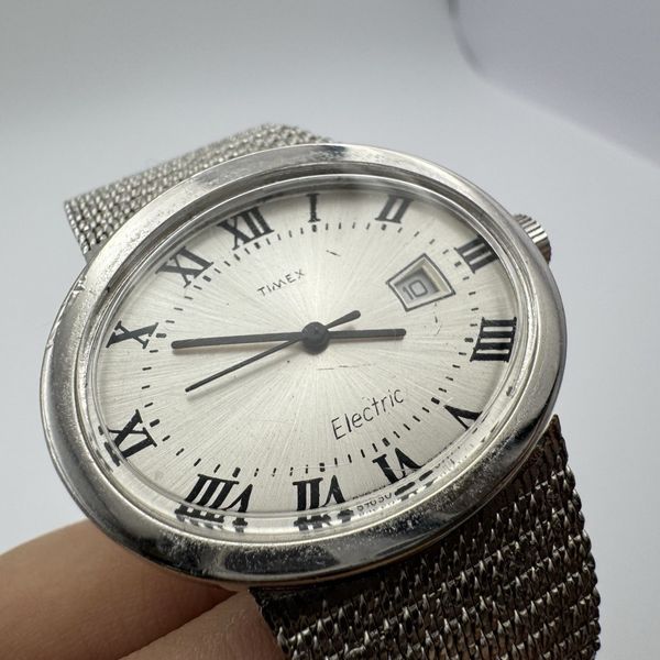 Vintage Unisex Large TIMEX electric Watch With Date Window Plated Runs ...