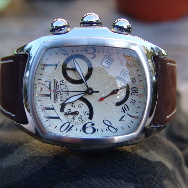 SOLD! Invicta Grande Dragon Lupah Swiss made Chronograph on leather ...