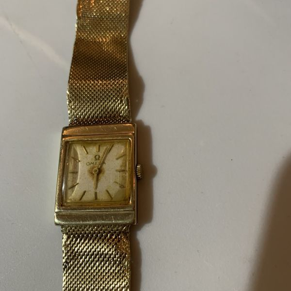 Vintage 14k Gold Omega Menâ s Square Watch Gold Band VTG | WatchCharts ...