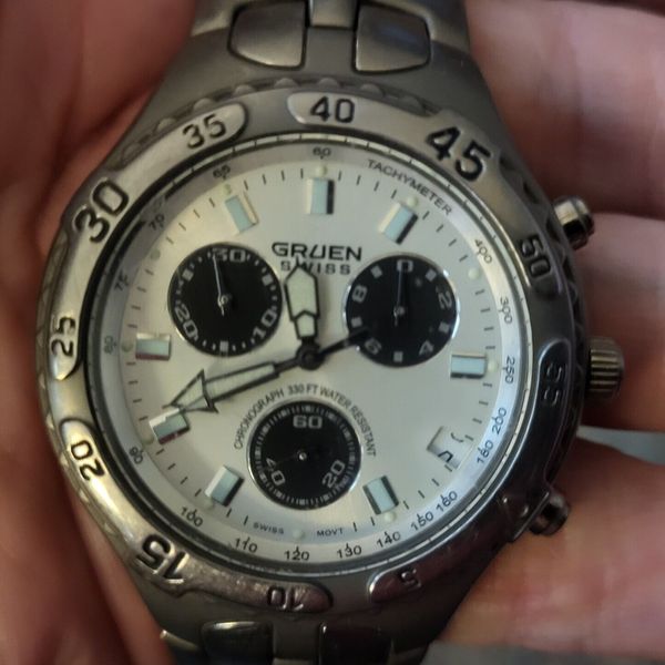 RARE GRUEN SOLID Titanium PANDA FACE WATCH 237 G10.211, Chronograph ...
