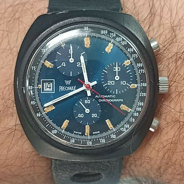 Mens Large 1960s/70s Precimax Tenor Dorly Kelek TDB 1369 Chronograph ...