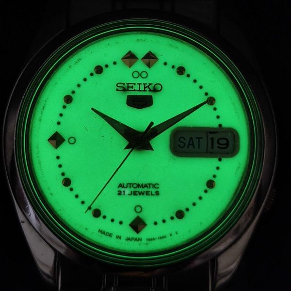 Ultra Rare Seiko 5 Automatic 21 J Men's Wrist Watch radium Dial-ref ...