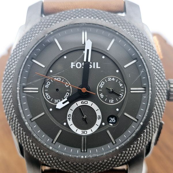 Fossil Machine Chronograph Gunmetal-Tone Men's Watch Needs Repair TLC ...