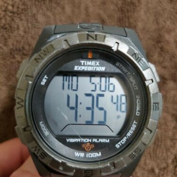 Men's TIMEX Expedition Vibration Alarm T49851 Black Resin Strap Watch ...