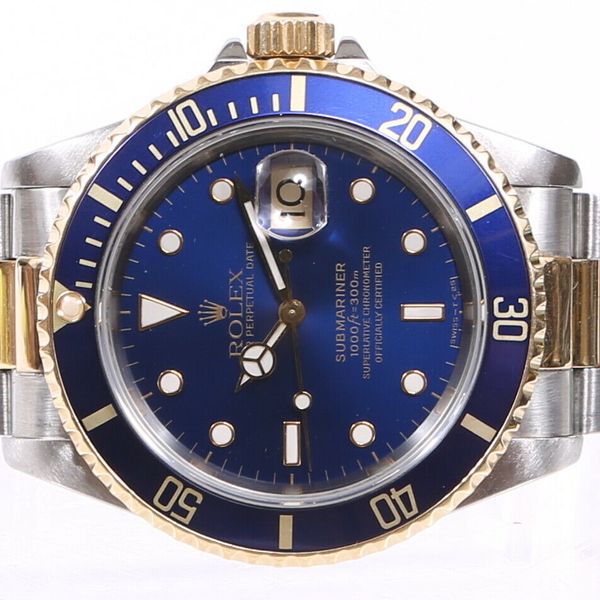 Gentlemen's Two Tone Blue Rolex Submariner 16613 Wristwatch ...