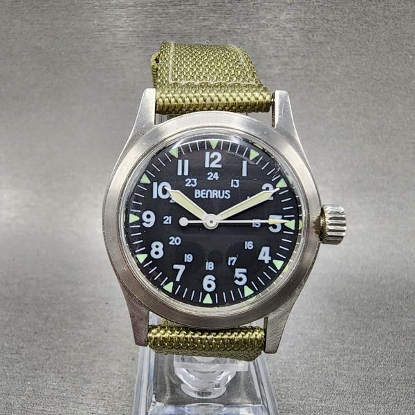 Benrus MIL-W-46374 Watch Men 33mm Black Dial Steel Manual Wind Runs Reissue | WatchCharts ...
