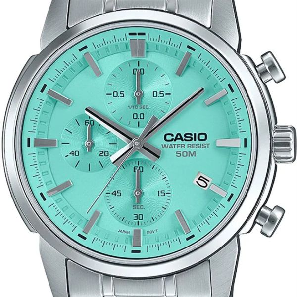 Casio MTP-E510D-2AVDF Men's Quartz Chronograph Watch - Turquoise Dial ...