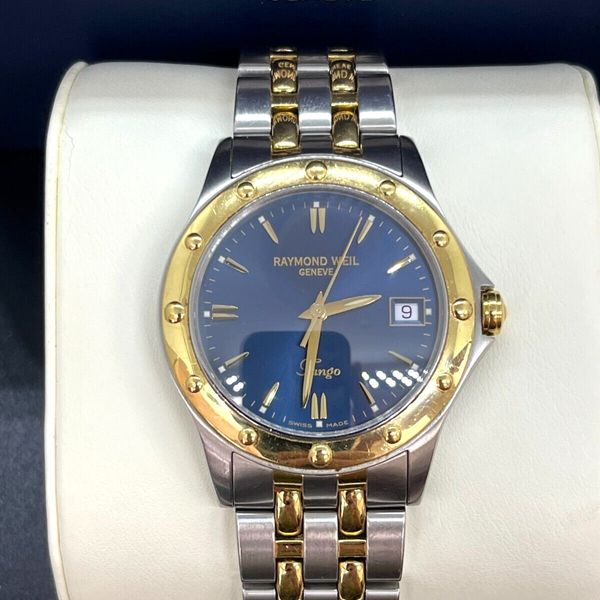 Raymond Weil Tango 37mm Two Tone Blue Dial 5590 Quartz Watch ...