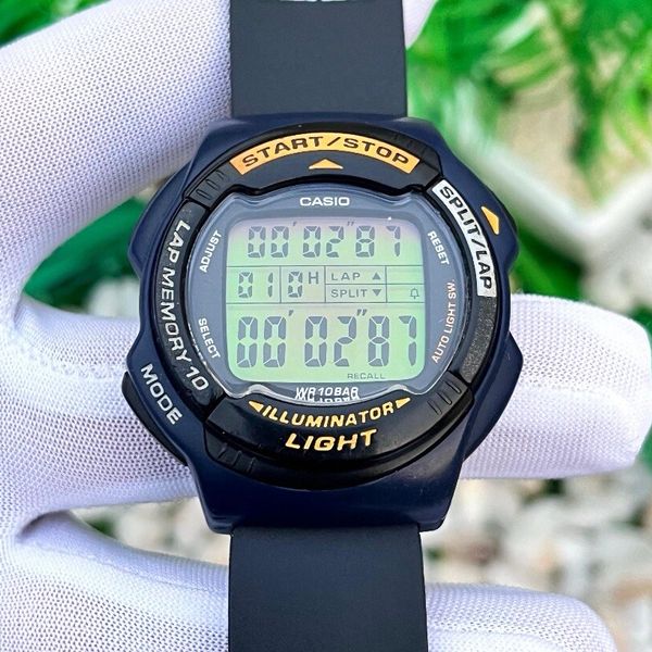 Vintage Casio WS-100H Digital LCD Chrono-Alarm 10 Lap Memory Men Watch ...